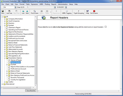 Show the Company Registered Number on the Balance Sheet
