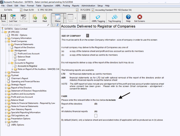 How to create a set of Accounts for the Registrar and/or Abridged Accounts