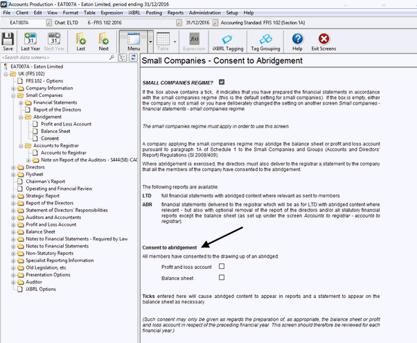 How to create a set of Accounts for the Registrar and/or Abridged Accounts
