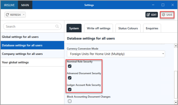 Applying Database Settings for all Users