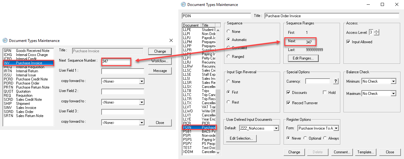 Resyncing INV and POIN numbers