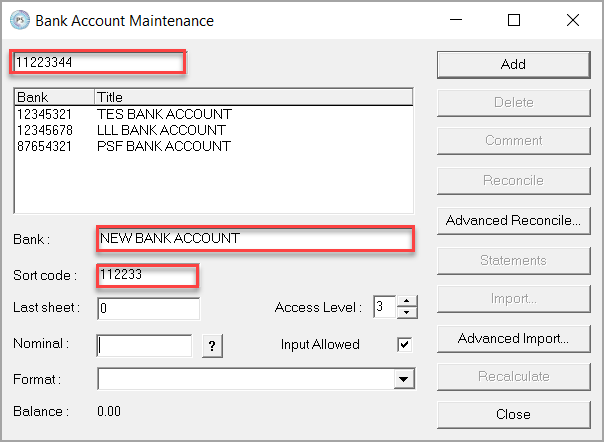 Creating a New Bank Account