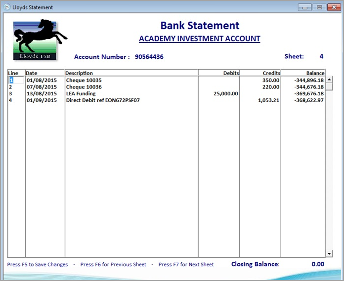 Manually Adding a Bank Statement