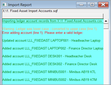 Importing Fixed Assets