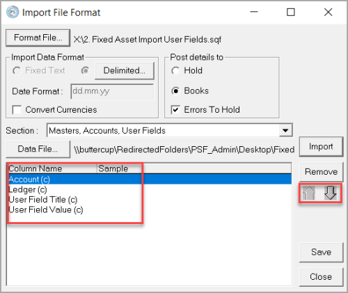 Importing Fixed Assets