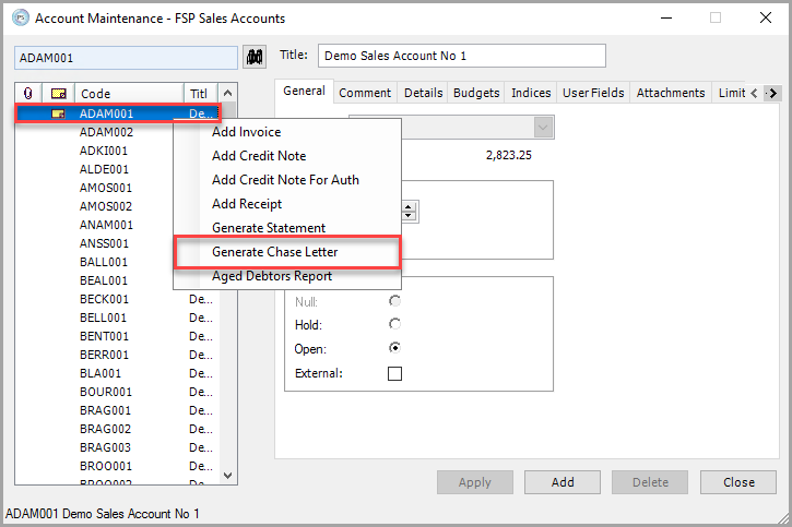 Chasing Payments/Sending Chase Letters