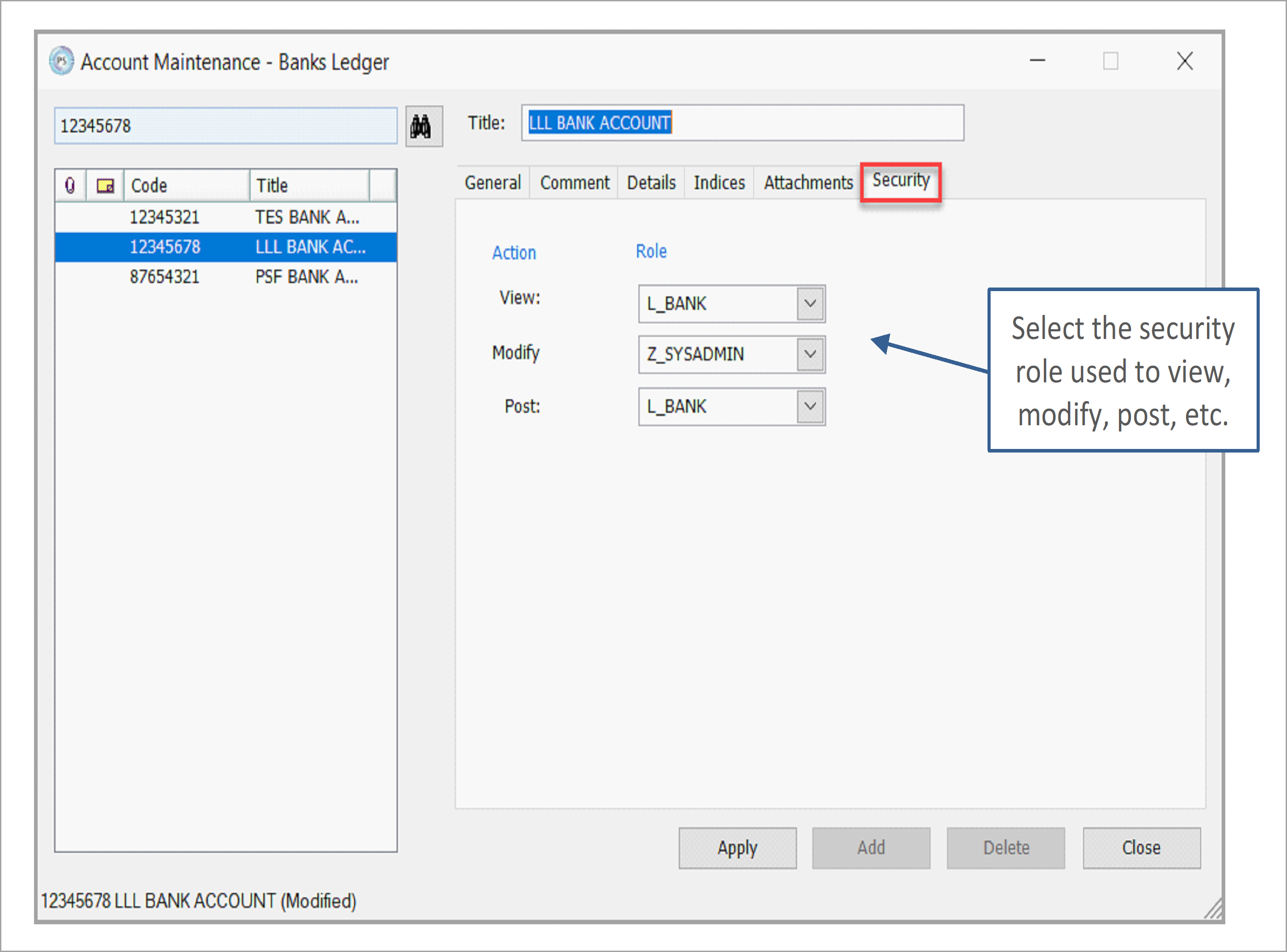 Applying Security to an Account