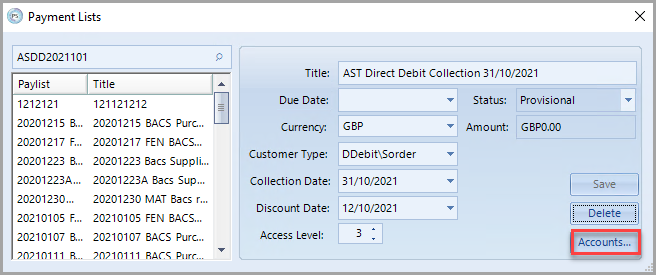 Creating a Direct Debit Collection