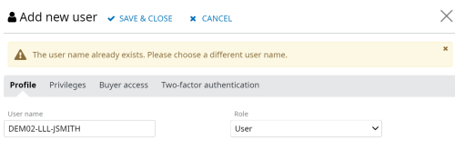 User Name Already Exists