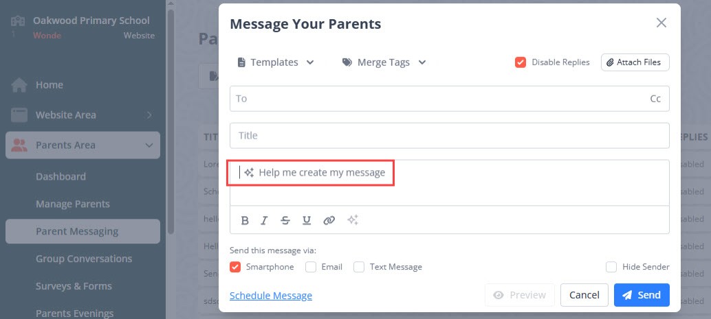 Create Messages Using the AI Writing Assistant
