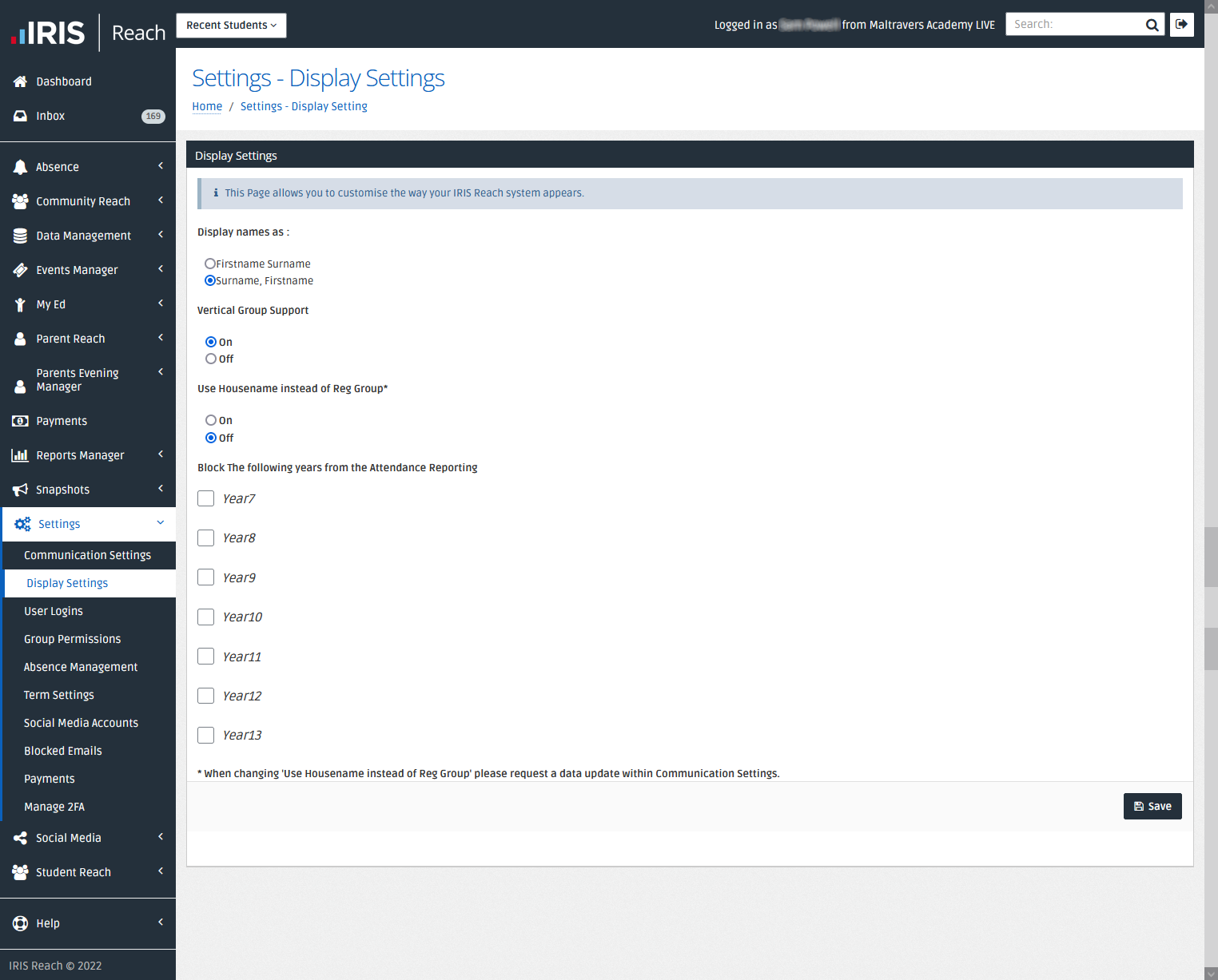 Manage Display Settings