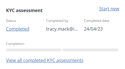 KYC assessment widget