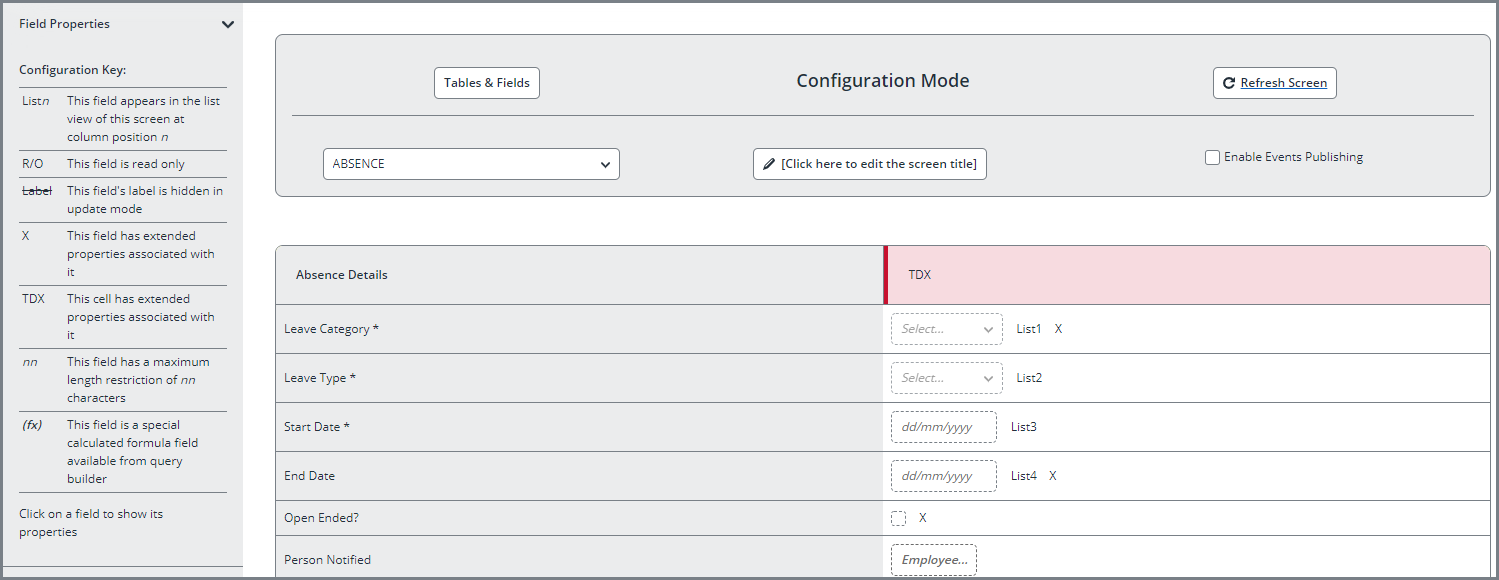 Create attendance screens
