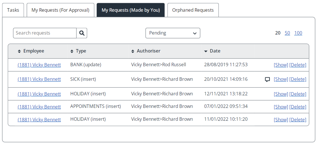 My requests (made by you)