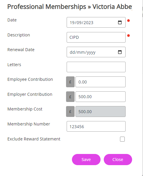 Set up Professional Memberships
