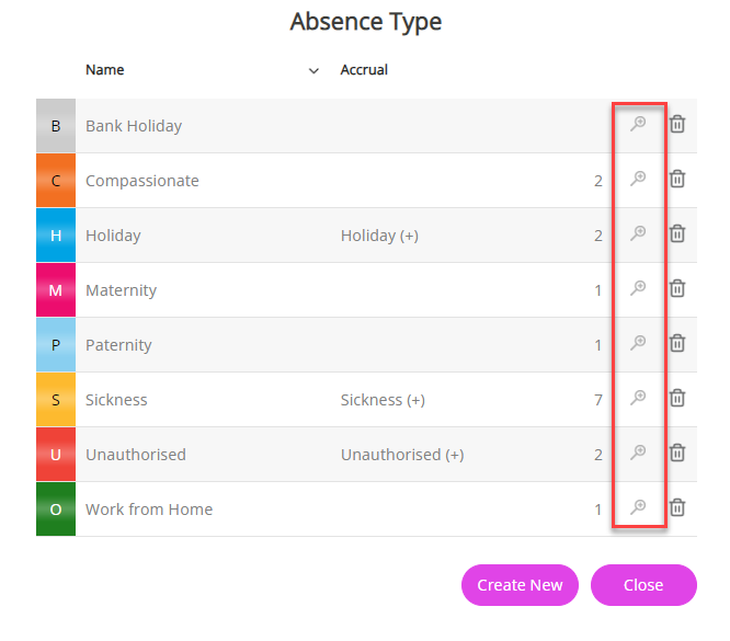 Link an Absence Reason to an Absence Type - admin