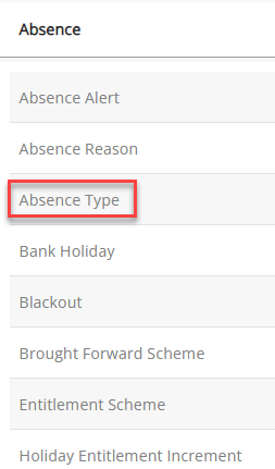 Link an Absence Reason to an Absence Type - admin