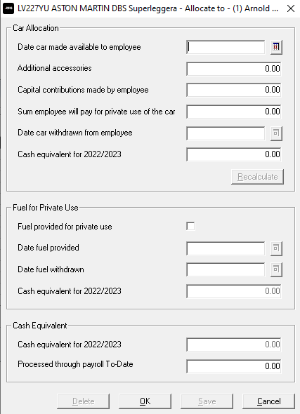 Allocate a car to an employee