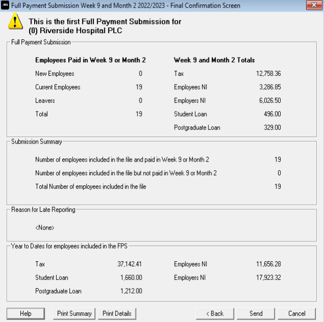 To send the First FPS (after you have run your first payroll)