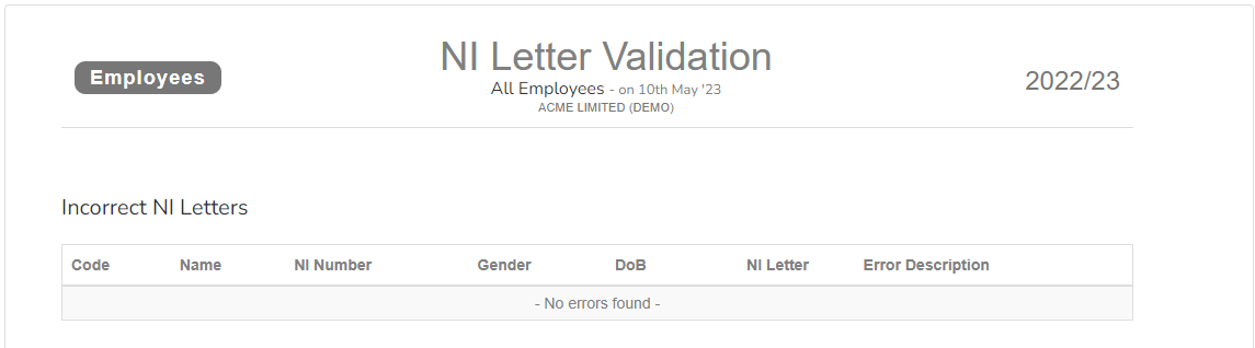 NI letter validation