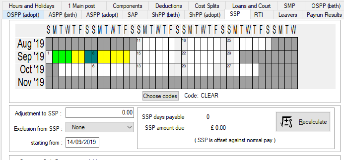 SSP entry in the payrun