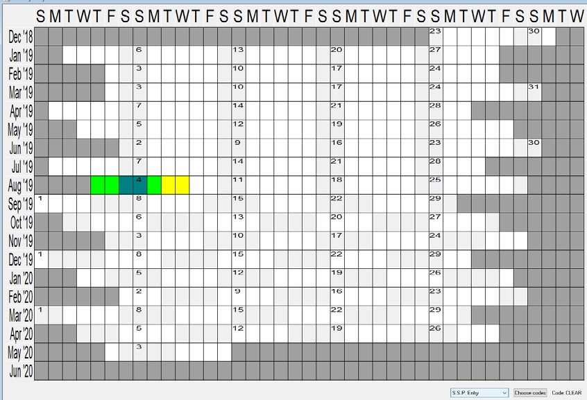 Amend absence on the SSP calendar