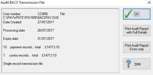 Audit full BACSTEL files