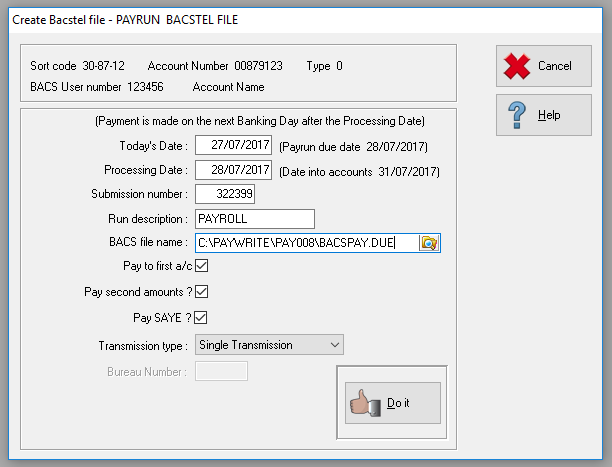 Creating a short BACSTEL file