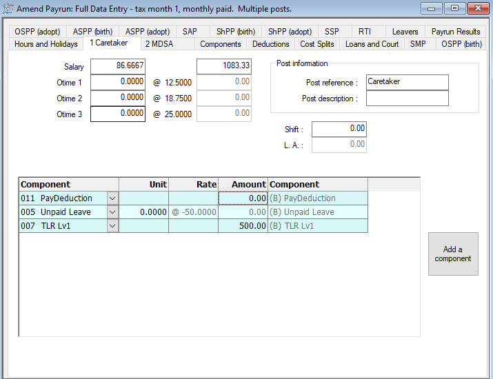 Full data entry - multiple posts