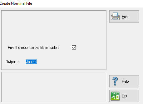 Produce a journal nominal transfer file