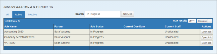 View client jobs list